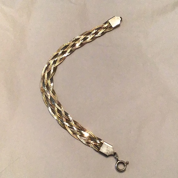 230 AR | Jewelry | Vtg Tricolor Woven Ar Sterling Silver Bracelet ...